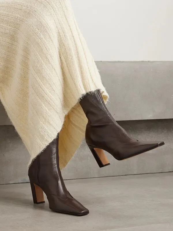 Khaite Nevada Leather Ankle Boots - Brown