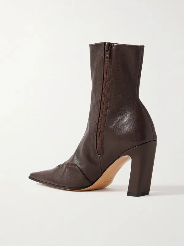 Khaite Nevada Leather Ankle Boots - Brown