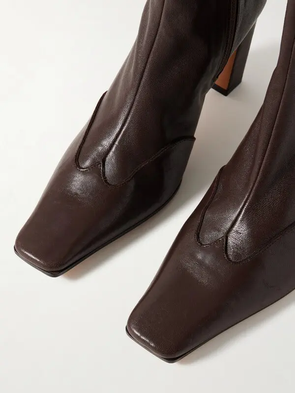 Khaite Nevada Leather Ankle Boots - Brown