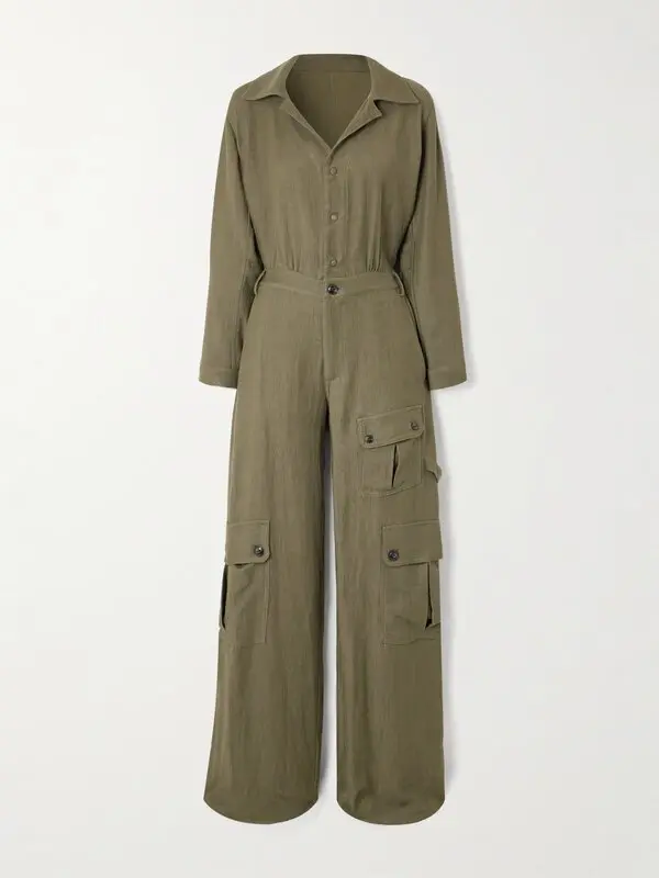 FORTELA Woven Cargo Jumpsuit - Green