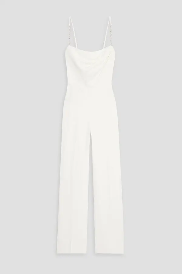 Halston Brea Chain-embellished Wide-leg Jumpsuit - White