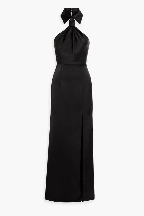 Black Satin Halterneck Dresses | Editorialist