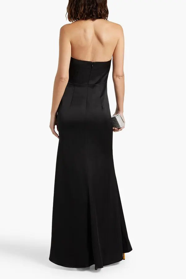 Halston Gemi Knotted Satin-crepe Halterneck Gown - Black