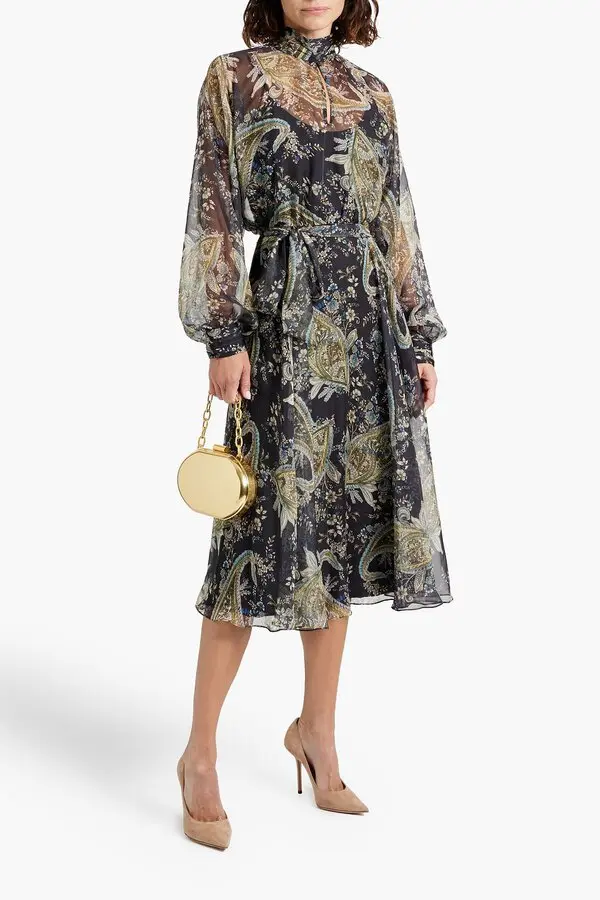 MIKAEL AGHAL Paisley-print Chiffon Midi Dress