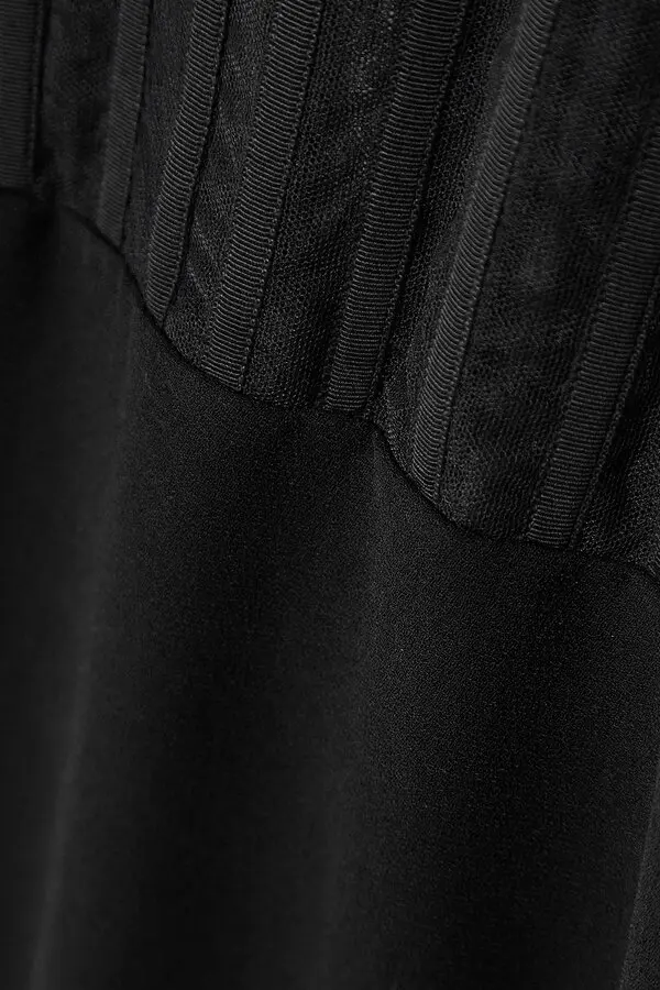 MONOT Mesh-paneled Crepe Gown