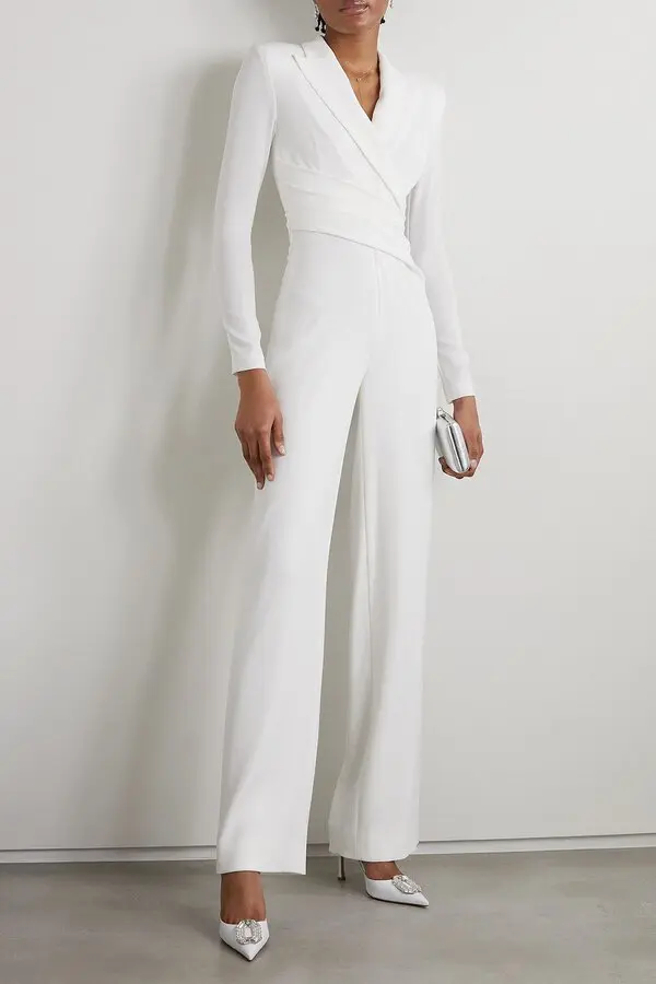 Talbot Runhof Wrap-effect Crepe Jumpsuit