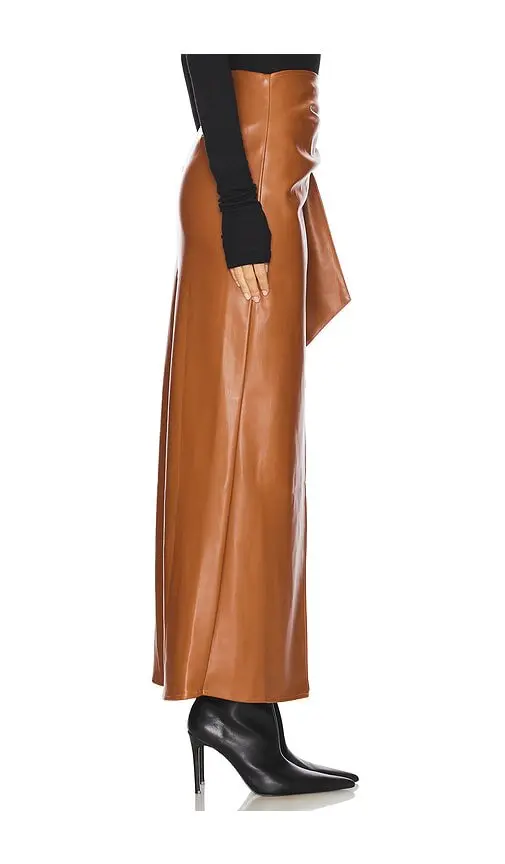 All The Ways Faux Leather Draped Skirt - Camel | Editorialist
