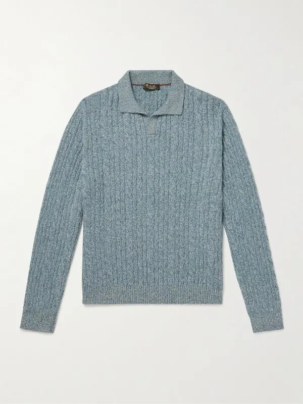 Loro Piana Cable-knit Cashmere Polo Sweater