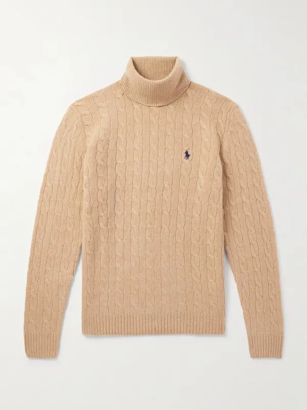 Polo Ralph Lauren Cable-knit Wool And Cashmere-blend Rollneck Sweater - Neutrals