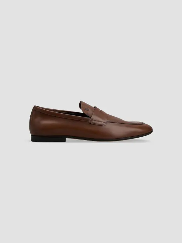 TOD'S Mocassino Cuoio Leather Penny Loafers - Teak