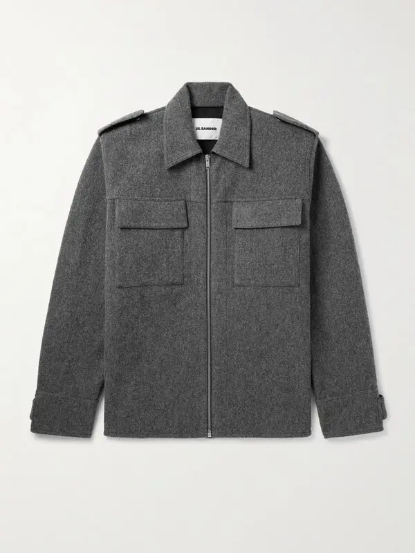 JIL SANDER Boiled Wool-blend Zip-up Overshirt
