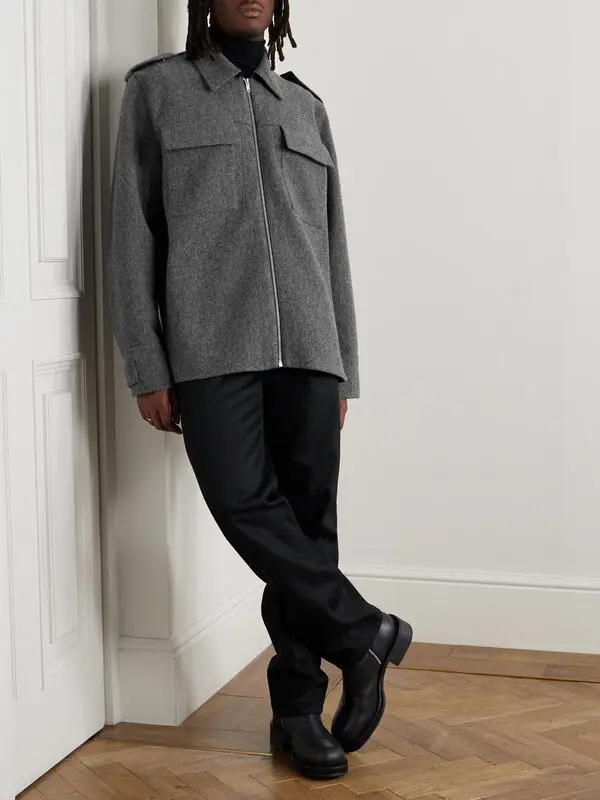 JIL SANDER Boiled Wool-blend Zip-up Overshirt