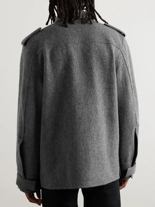 JIL SANDER Boiled Wool-blend Zip-up Overshirt