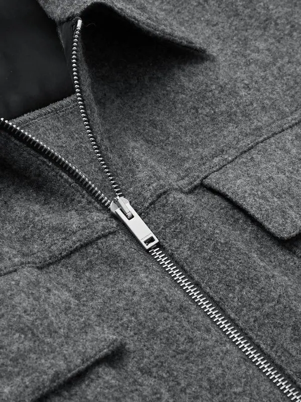 JIL SANDER Boiled Wool-blend Zip-up Overshirt