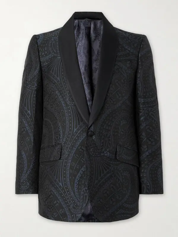 FAVOURBROOK Twill-trimmed Paisley-jacquard Cotton And Silk-blend Tuxedo Jacket