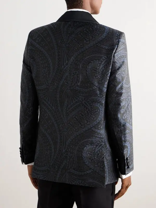 FAVOURBROOK Twill-trimmed Paisley-jacquard Cotton And Silk-blend Tuxedo Jacket