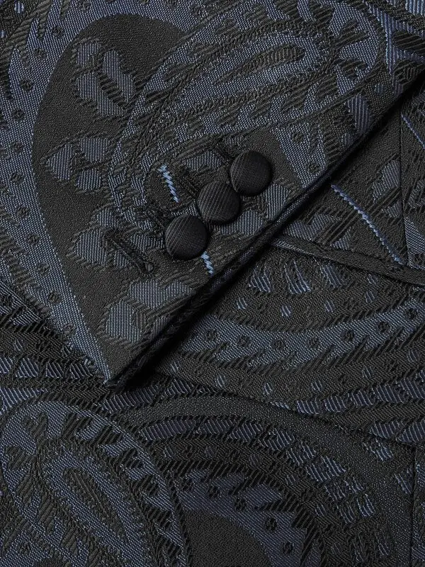 FAVOURBROOK Twill-trimmed Paisley-jacquard Cotton And Silk-blend Tuxedo Jacket