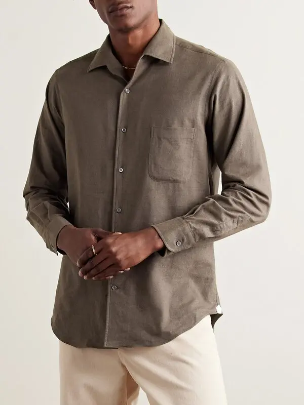 Loro Piana Andre Cotton Flannel Shirt