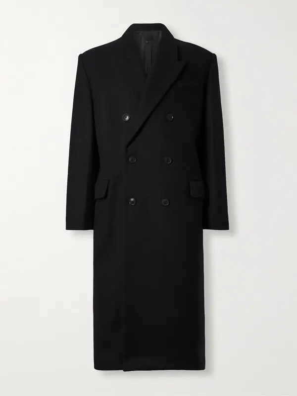 NILI LOTAN Double-breasted Wool-blend Coat - Black