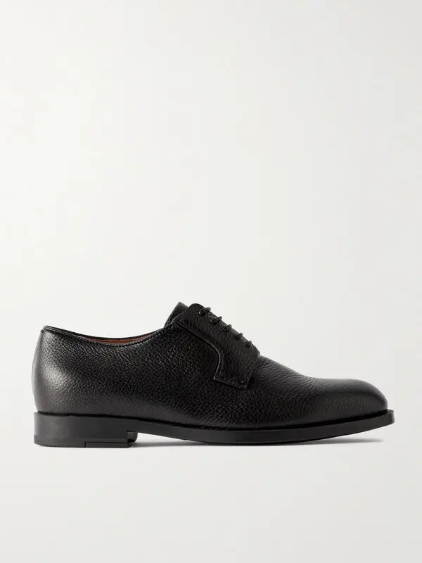 Zegna Classic Flex Full-grain Leather Derby Shoes - Black