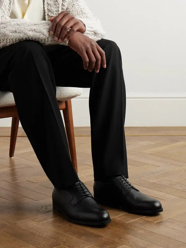 Zegna Classic Flex Full-grain Leather Derby Shoes - Black