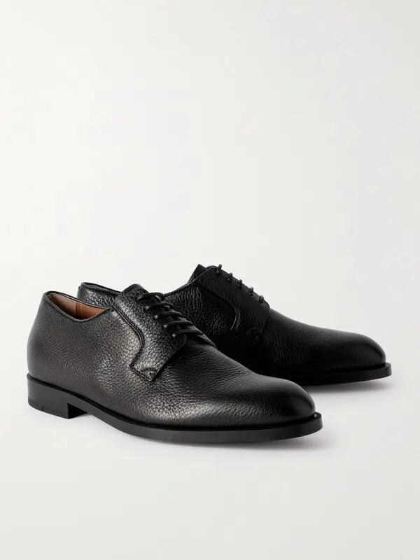 Zegna Classic Flex Full-grain Leather Derby Shoes - Black