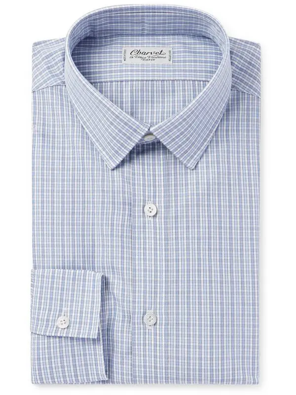 Charvet Checked Cotton-poplin Shirt - Blue