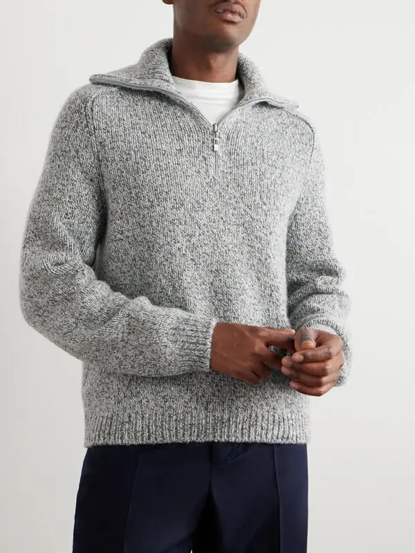 Loro Piana Alpe Meggiana Cashmere Half-zip Sweater - Gray