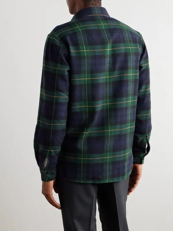 Ralph Lauren Purple Label Checked Wool And Cashmere-Blend Shirt In