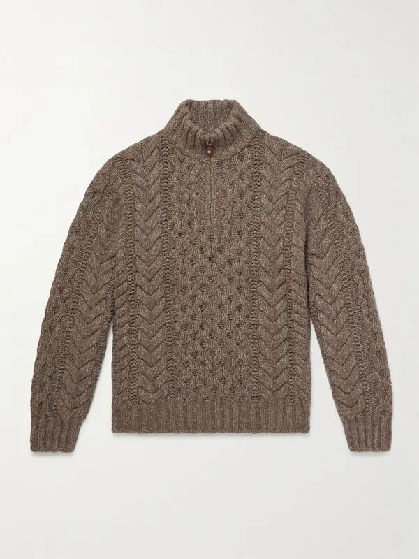 Loro Piana Cable-knit Cashmere Half-zip Sweater