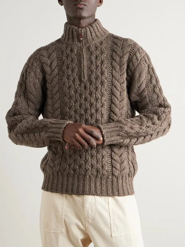 Loro Piana Cable-knit Cashmere Half-zip Sweater