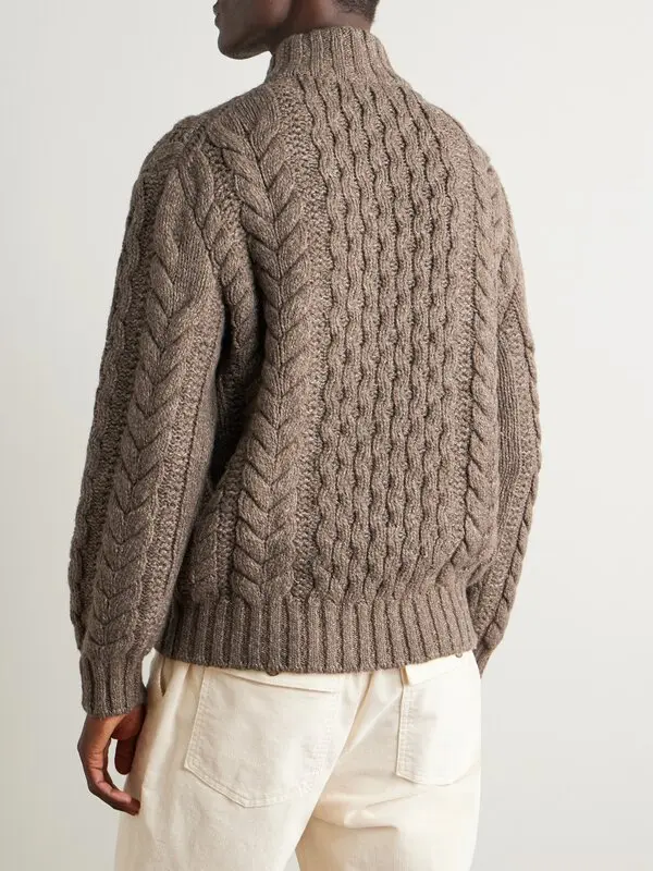 Loro Piana Cable-knit Cashmere Half-zip Sweater