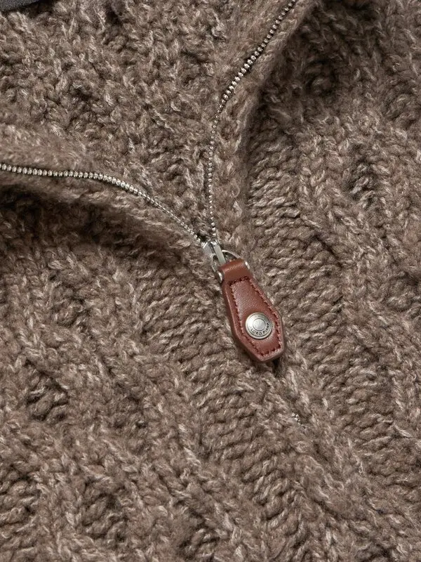 Loro Piana Cable-knit Cashmere Half-zip Sweater