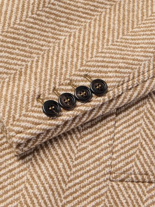Brunello Cucinelli Herringbone Cashmere And Silk-blend Coat