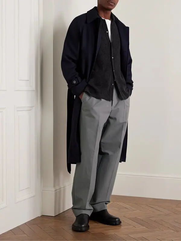 UMIT BENAN Straight-leg Pleated Cotton-blend Trousers