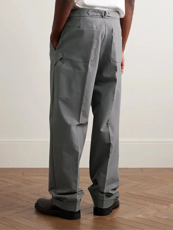 UMIT BENAN Straight-leg Pleated Cotton-blend Trousers