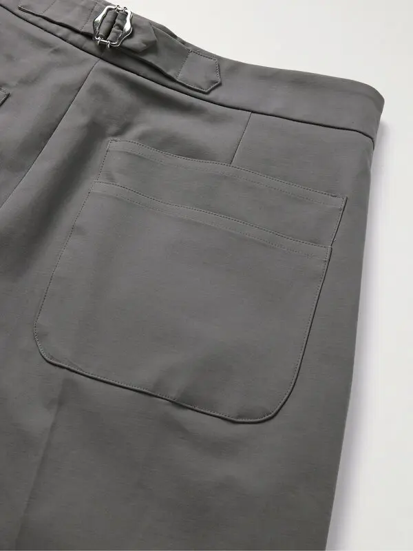 UMIT BENAN Straight-leg Pleated Cotton-blend Trousers