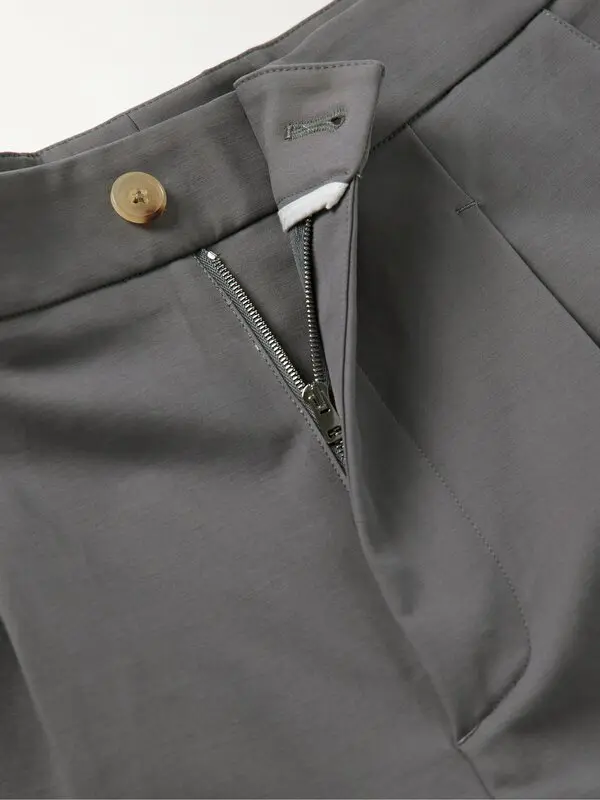 UMIT BENAN Straight-leg Pleated Cotton-blend Trousers