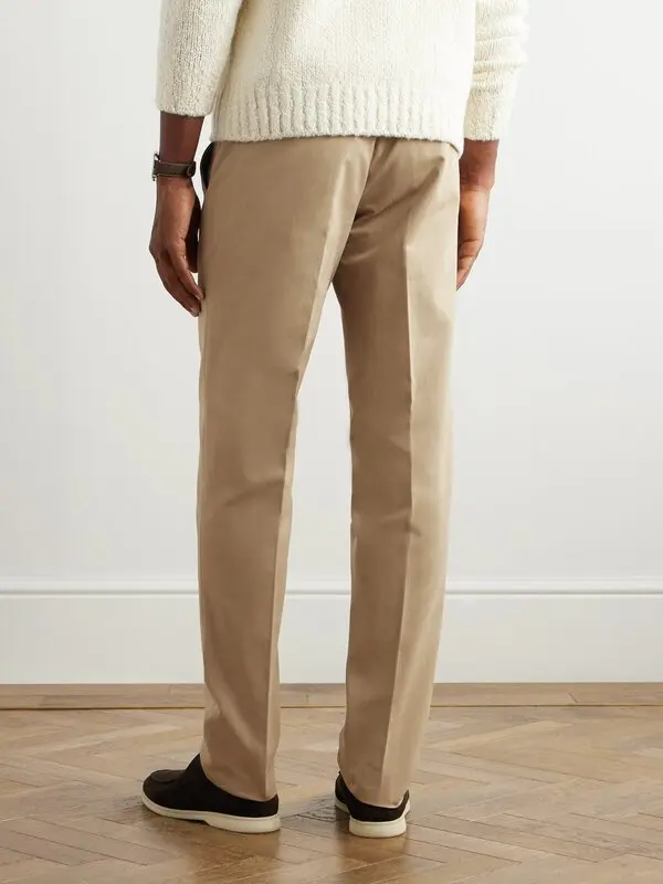 Loro Piana Jarno Austin Straight-leg Stretch-cotton Twill Trousers - Neutrals