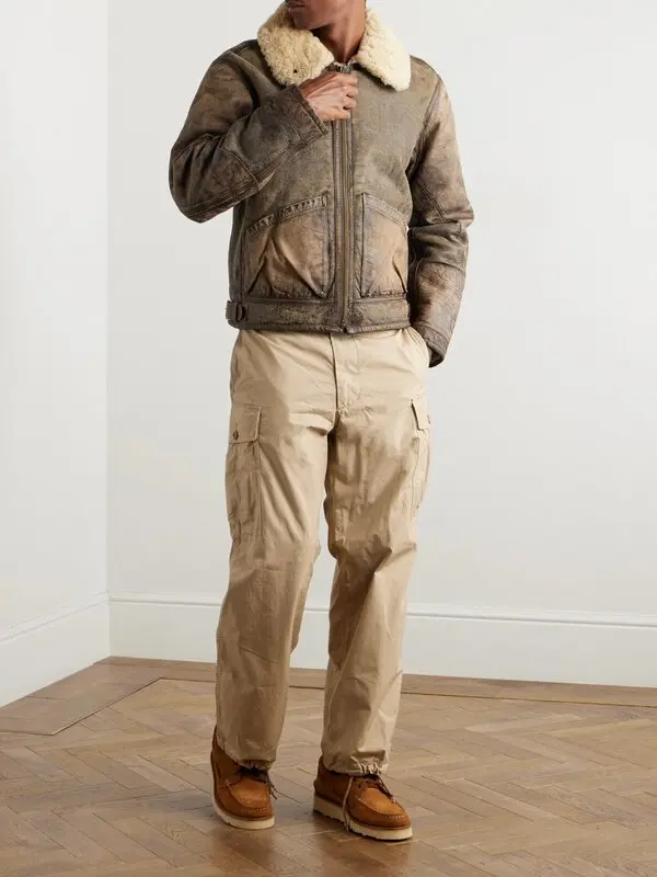 Polo Ralph Lauren Distressed Shearling Bomber Jacket