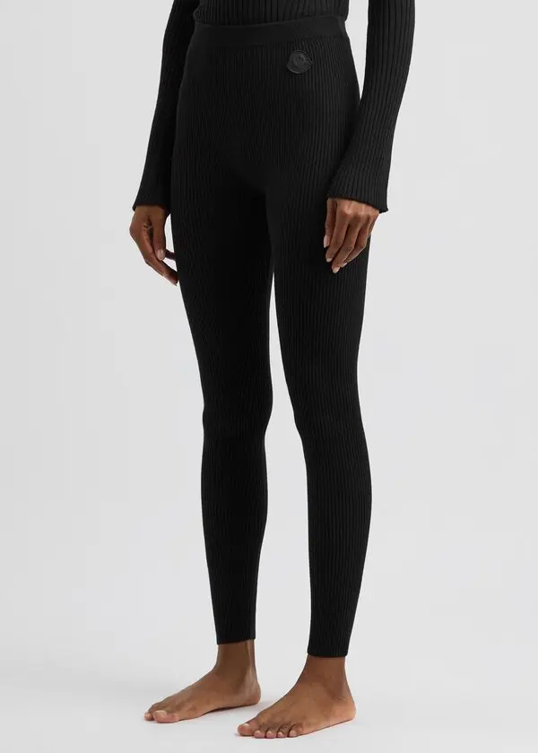 Moncler Logo Ribbed-knit Leggings