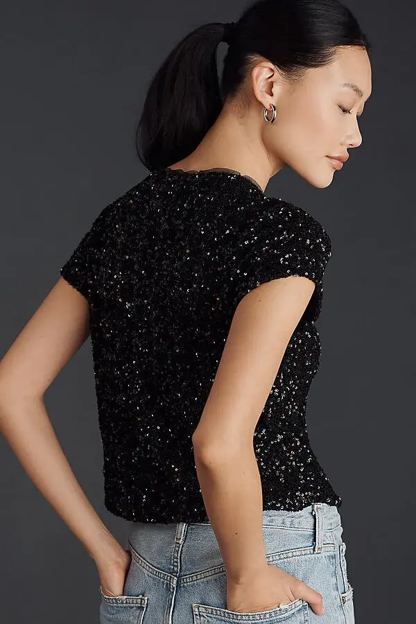 Maeve Sequin T-shirt - Black