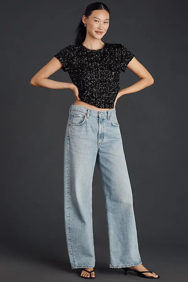 Maeve Sequin T-shirt - Black