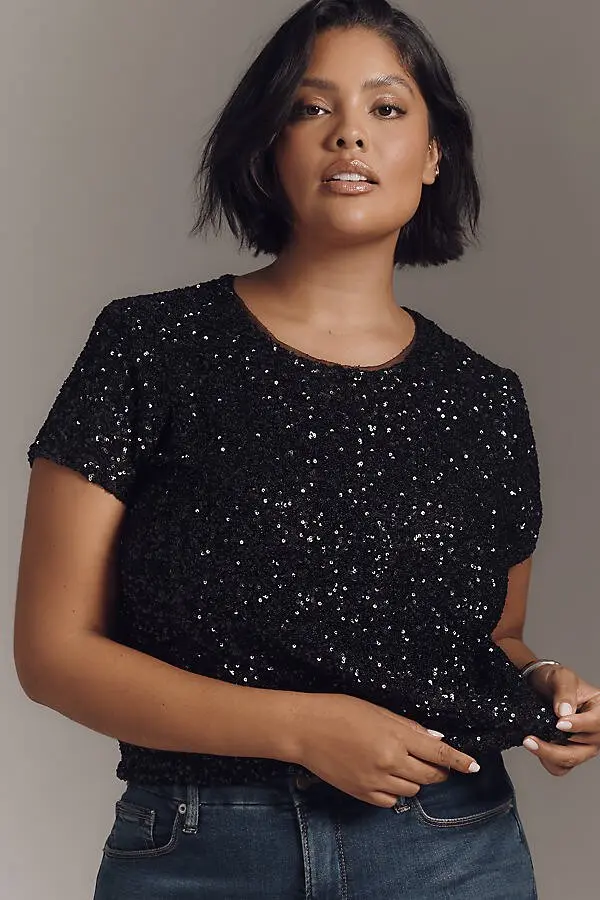 Maeve Sequin T-shirt - Black