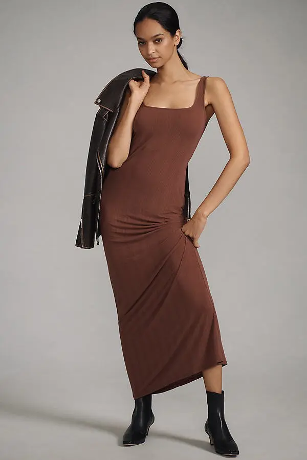 Knit Slip Dress - Brown