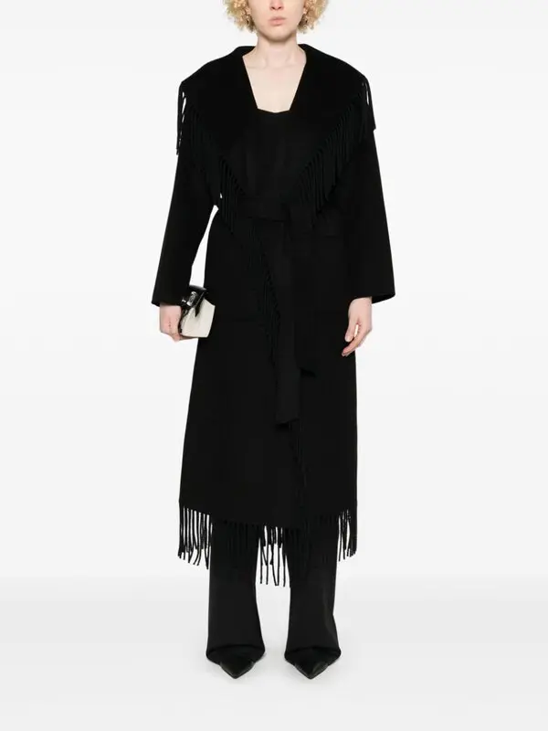 Simkhai Fringed Long Coat - Black