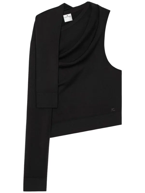 COURREGES Off-shoulder Knitted Top - Black