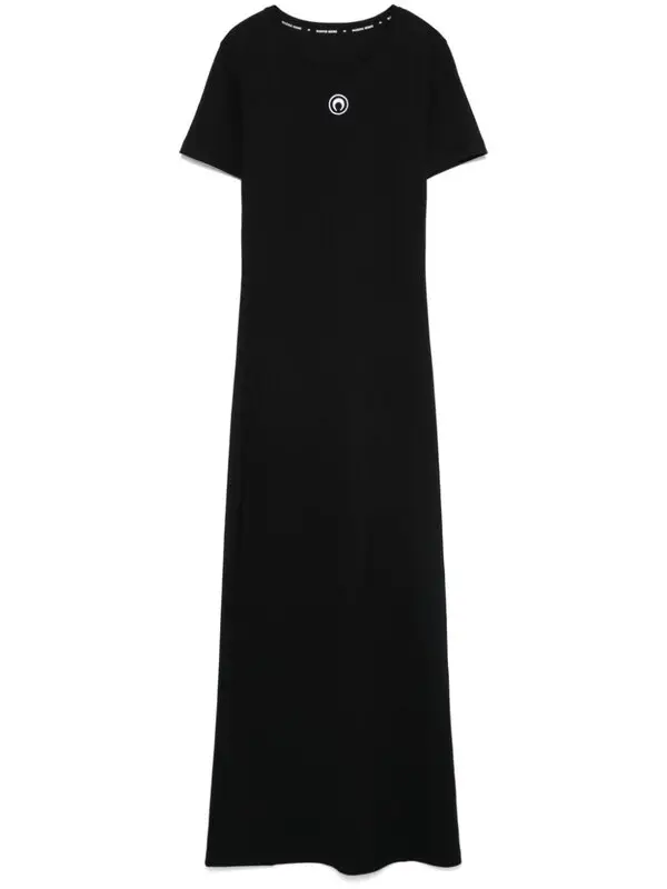 Marine Serre Crescent Moon Embroidery Maxi Dress - Black | Editorialist