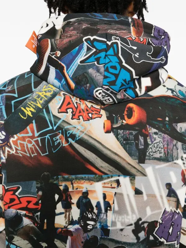 AAPE BY *A BATHING APE Moonface-logo Graffiti-print Hoodie
