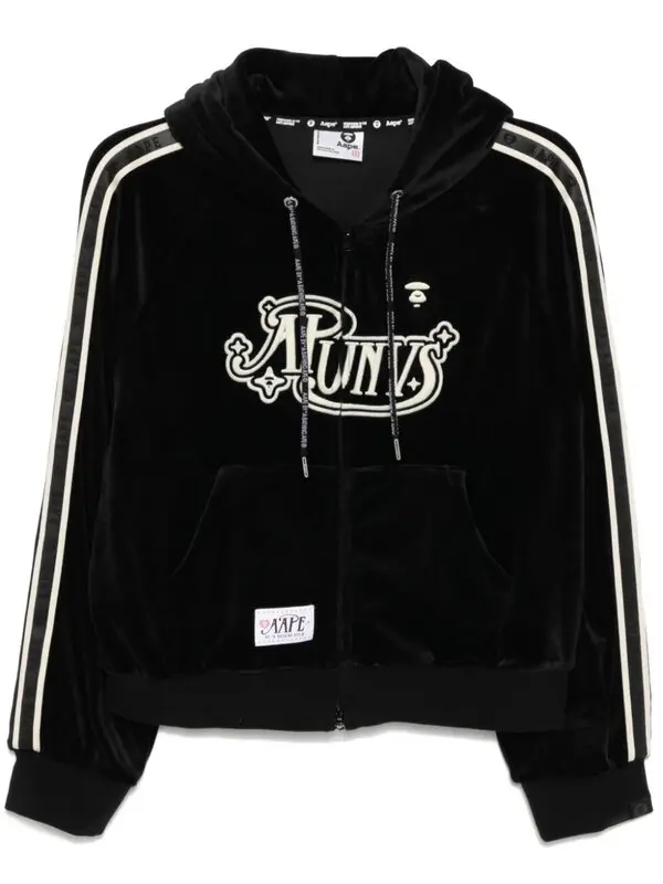 A BATHING APE Aape * Embroidered Hoodie Jacket - Black